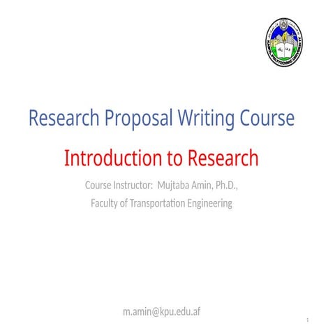 Comprehensive Research Proposal Writing Course: Fundamentals and ...