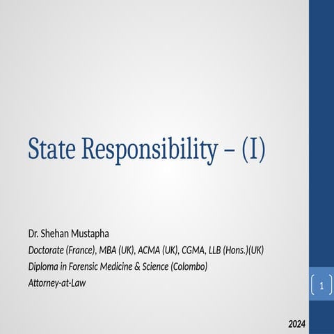 Lecture 2 - State Resp 1-1Introduction to International Law- State ...