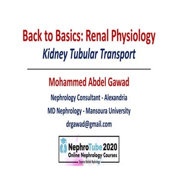 Back to Basics: Renal Physiology (Kidney Tubular Transport) - Dr. Gawad ...