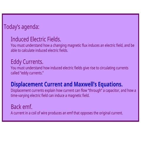 Lecture20 Part 5 Displacement Current And Maxwells Equations Ppt