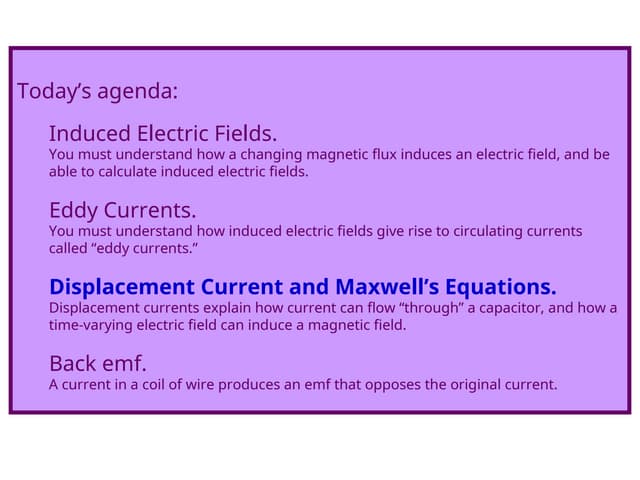 Lecture20 Part 5 Displacement Current And Maxwells Equations Ppt