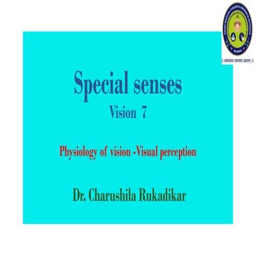 Lecture 7/2022 , Special senses -Vision 7 -Physiology of vision -Visual ...