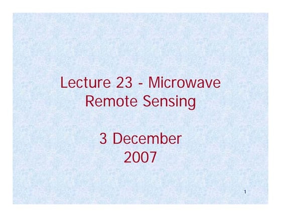 Microwave remote sensing | PDF