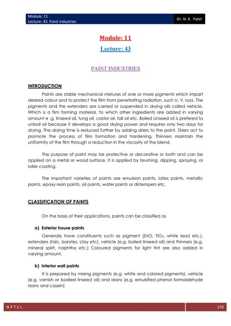 Manufacture of paints | PPT