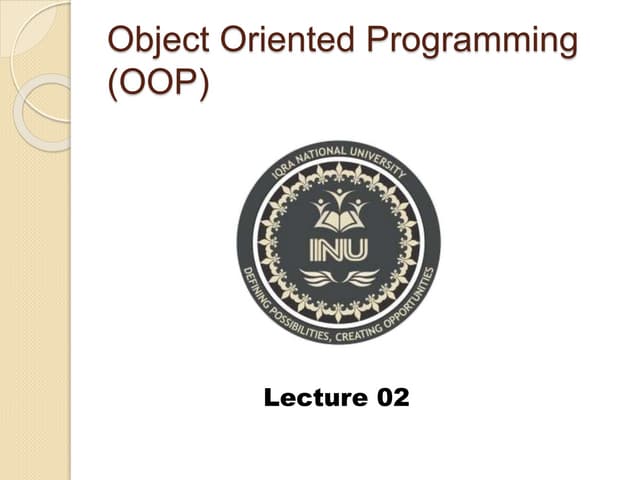 Oop Lecture 2 Ppt