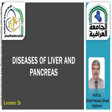 Lecture 26 diseases of liver and pancreas | PPT