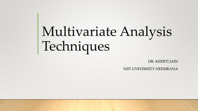Multivariate Analysis Techniques | PPT
