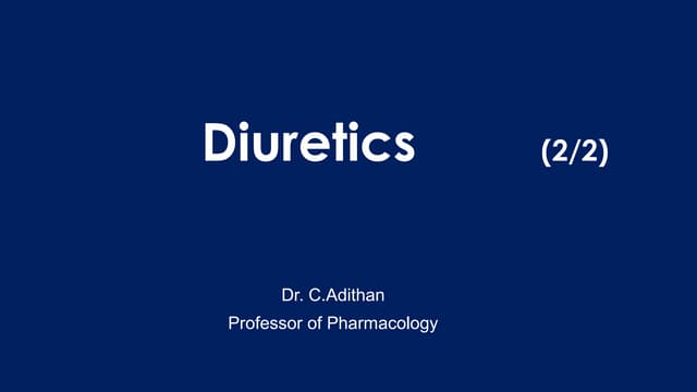 Diuretics: Pharmacology | PPTX