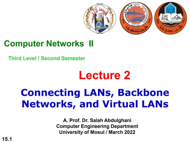 Lecture 2 Connecting Lans Backbone Networks And Virtual Lans Ppt
