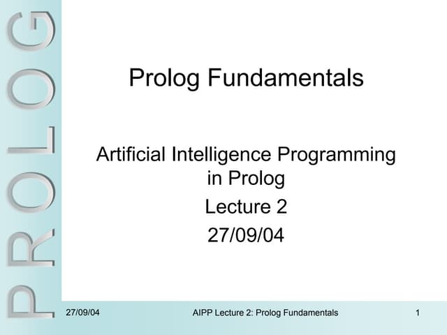 Prolog Fundamentals For Beeginers In Windowsppt 5330