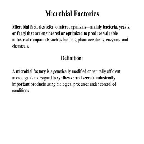 Lecture 2 Microbial Factories.ppt factories | PPT