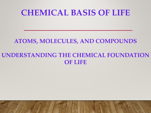 The Chemistry of Life | PPT
