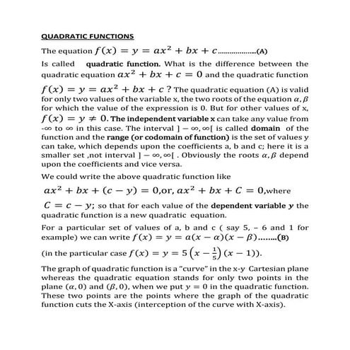 Lecture 1 2 Quadratic Functions Pdf
