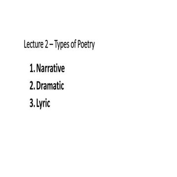 Lecture 2 – Types of Poetry.pptxwwggrwgewe | PPTX | Poetry | Books and ...