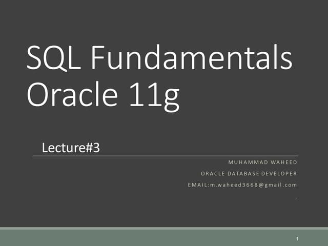 Oracle Sql Fundamentals Lecture 3 Ppt 1128