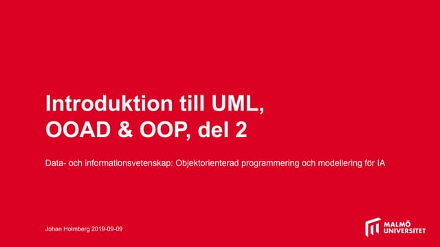 Introduktion Till Uml Ooad And Oop Del 2 Ppt