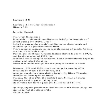 Lecture 3.2 !1Lecture 3.2 The Great Depression History 3.docx