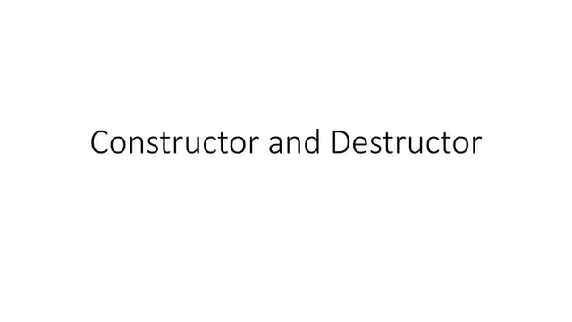 Constructor And Destructorpdf Programming Languages Computing