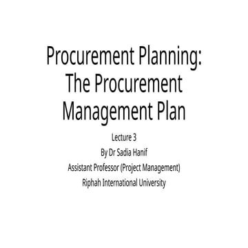 Procurement Planning: The Procurement Management Plan | PPTX