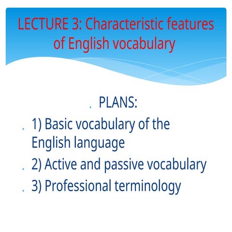 Characteristic features of English vocabulary | PPTX