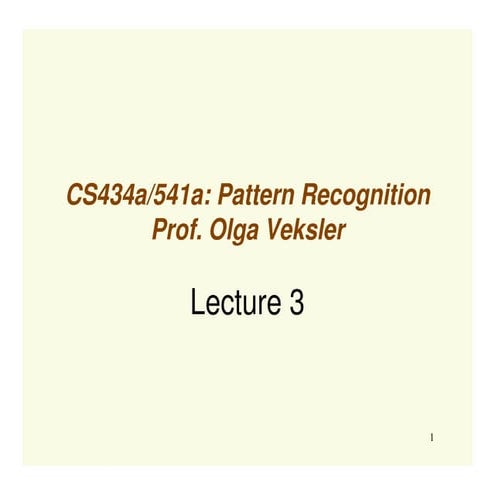 Pattern Recognition Lecture 3 by University Prof. | PDF