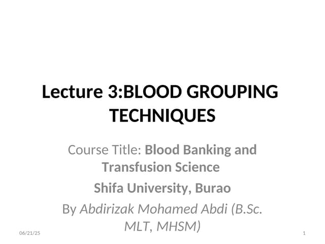 Laboratory methods of Blood Grouping techniques.p | PPT