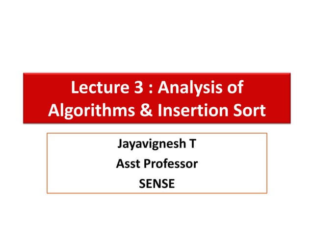 Lecture 3 Insertion Sort And Complexity Analysis Pdf Computing