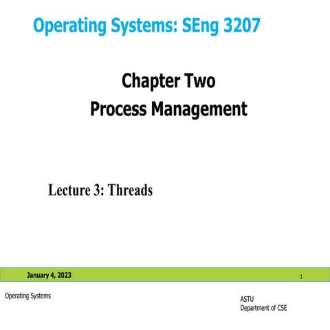 Lecture 3- Threads (1).pptx | Operating Systems | Computer Software and Applications