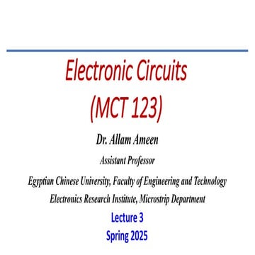 Lecture 3,4 in electronic circuits | PDF