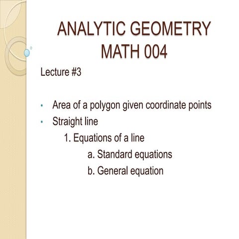 Lecture #3 analytic geometry | PPTX