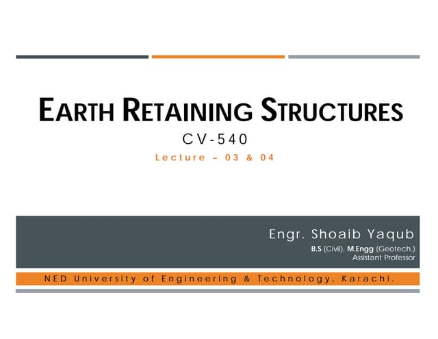 Geotechnical Engineering-II [Lec #23: Rankine Earth Pressure Theory] | PPSX