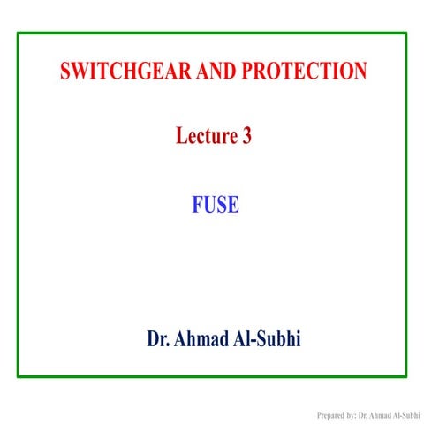 Lecture 3b Fuses Coordination In Power System Pdf