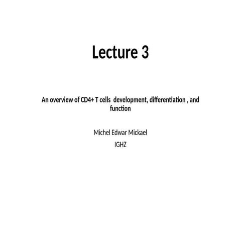 Overview of CD4+ T cell differentiation. | PPTX