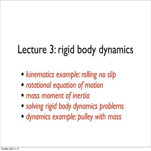 Lecture of Rigid Bodies - mechanical dynamics course | PDF