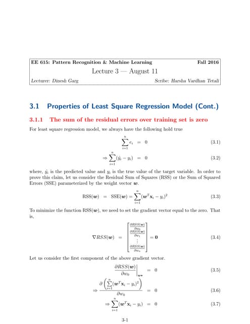 Normal equations for linear regression? | PDF