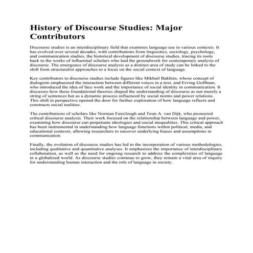 Lecture 3 Major Contribution Of Discourse Analysisdocx