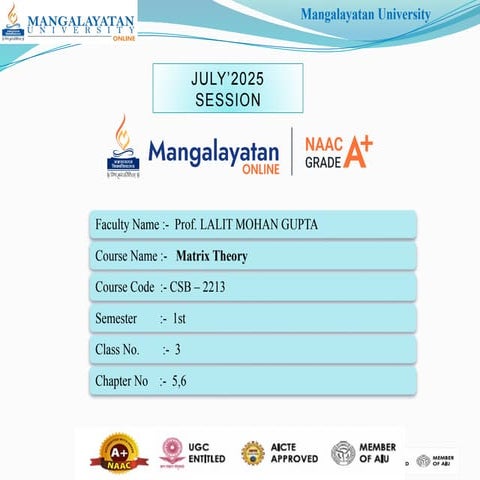 The transpose and its properties and Inverse of a Matrix | PPTX