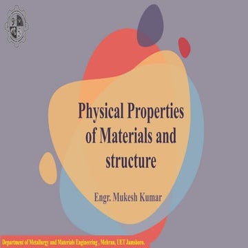 Lecture 3 physical properties of materials | PDF