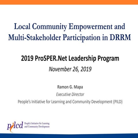 Local Community Empowerment and Multi-stakeholder Participation in DRRM ...