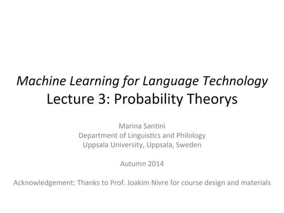 Probability Theory and Introduction to Statics | PPT