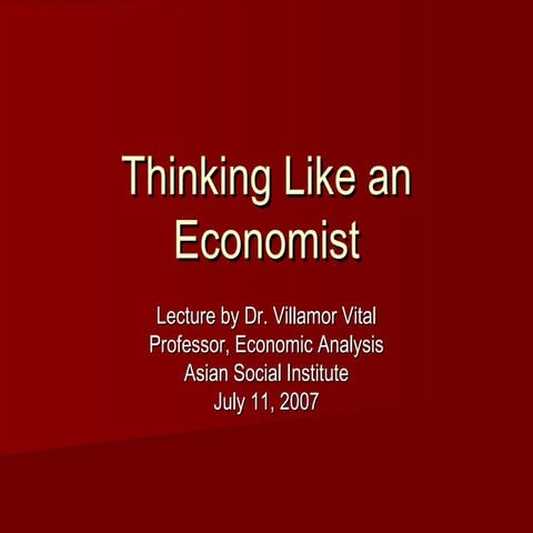 Lecture 3 thinking like an economist | PPT