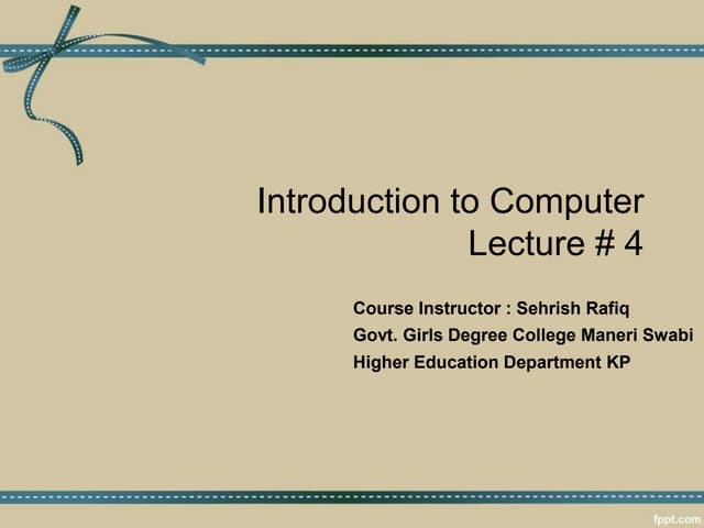 Introduction To Computers Lecture 4 Ppt 6233