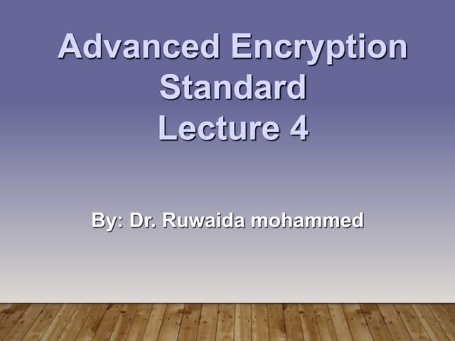 Advance Encryption Standard Chapter 5ppt