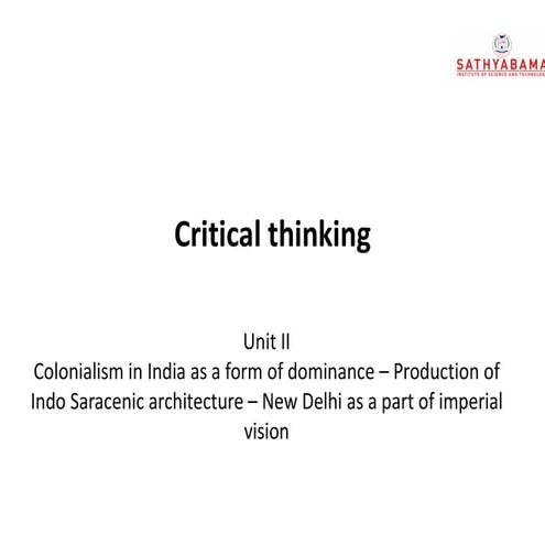 Lecture of critical thinking and analysis of architecture .material ...