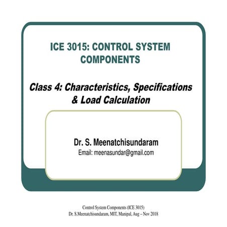 Lecture 4 Characteristics, Specifications & Load Calculation | PPT