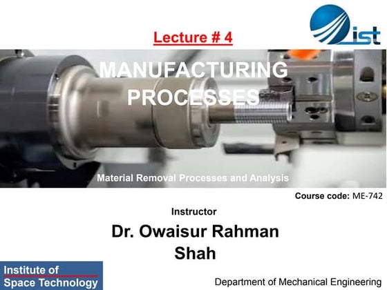 "Fundamentals of Machining Processes in Manufacturing" | PPT