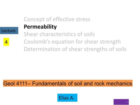 Geotechnical Engineering-I [Lec #23: Soil Permeability] | PPSX