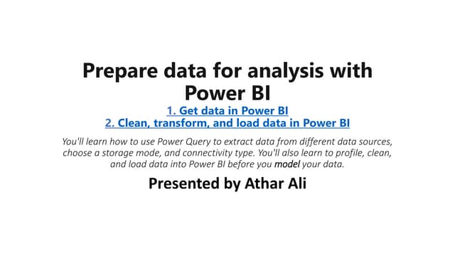 Lecture 4 Prepare Data Clean Transform And Load Data In Power Bipptx Databases Computer