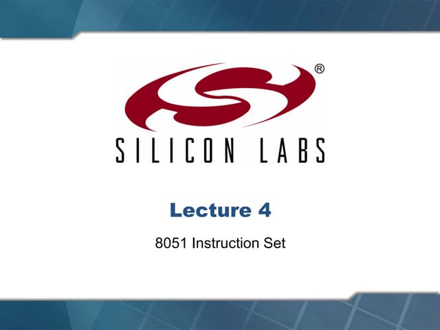 Lecture 4 8051 Instruction Set Rv01 Ppt