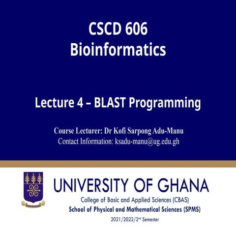 Lecture_4_Blast_Programming_Slide Title: Applications of Bioinformatics.pptx